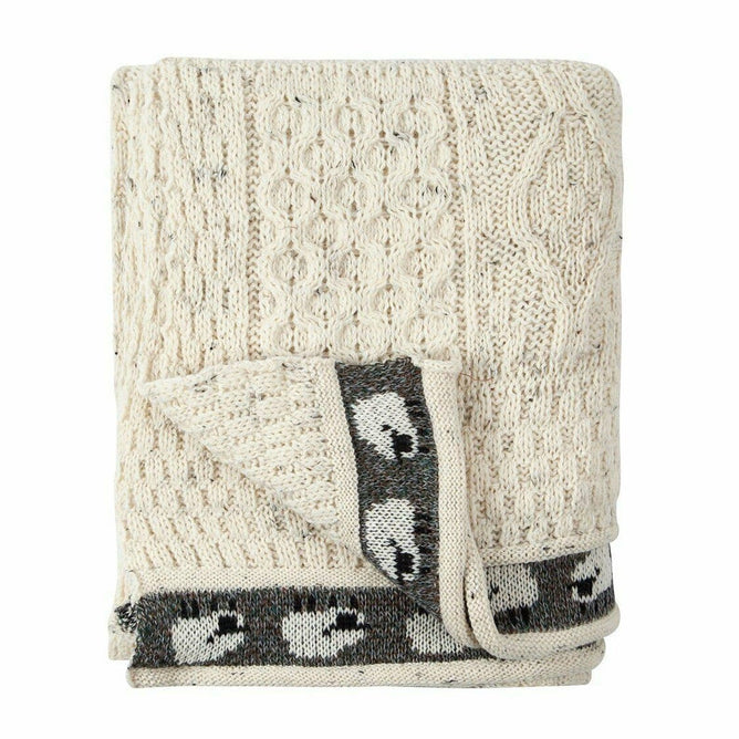 Pure British Aran Wool Nep Sheep Throw/Blanket | Highland Tweed